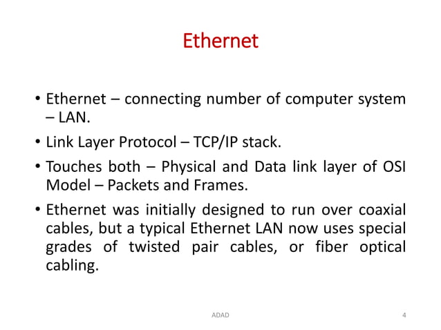 Ethernet, Point-to-Point Protocol, ARP | PPTX | Computer Networking | Computing