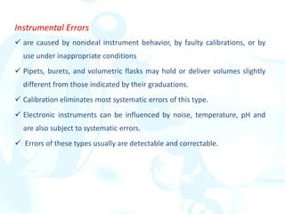 Errors, types of errors found in analytical chemistry | PDF