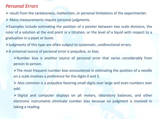Errors, types of errors found in analytical chemistry | PDF | Chemistry ...
