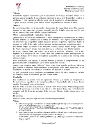 Las 6 emociones de Paul Ekman | DOCX