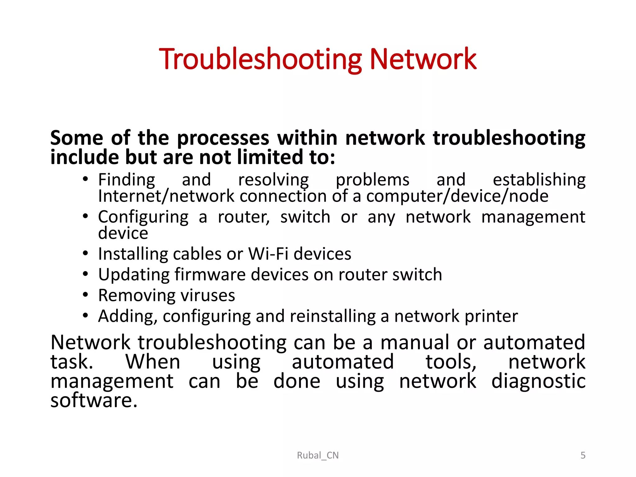 Troubleshooting Network and Network Utilities | PPTX