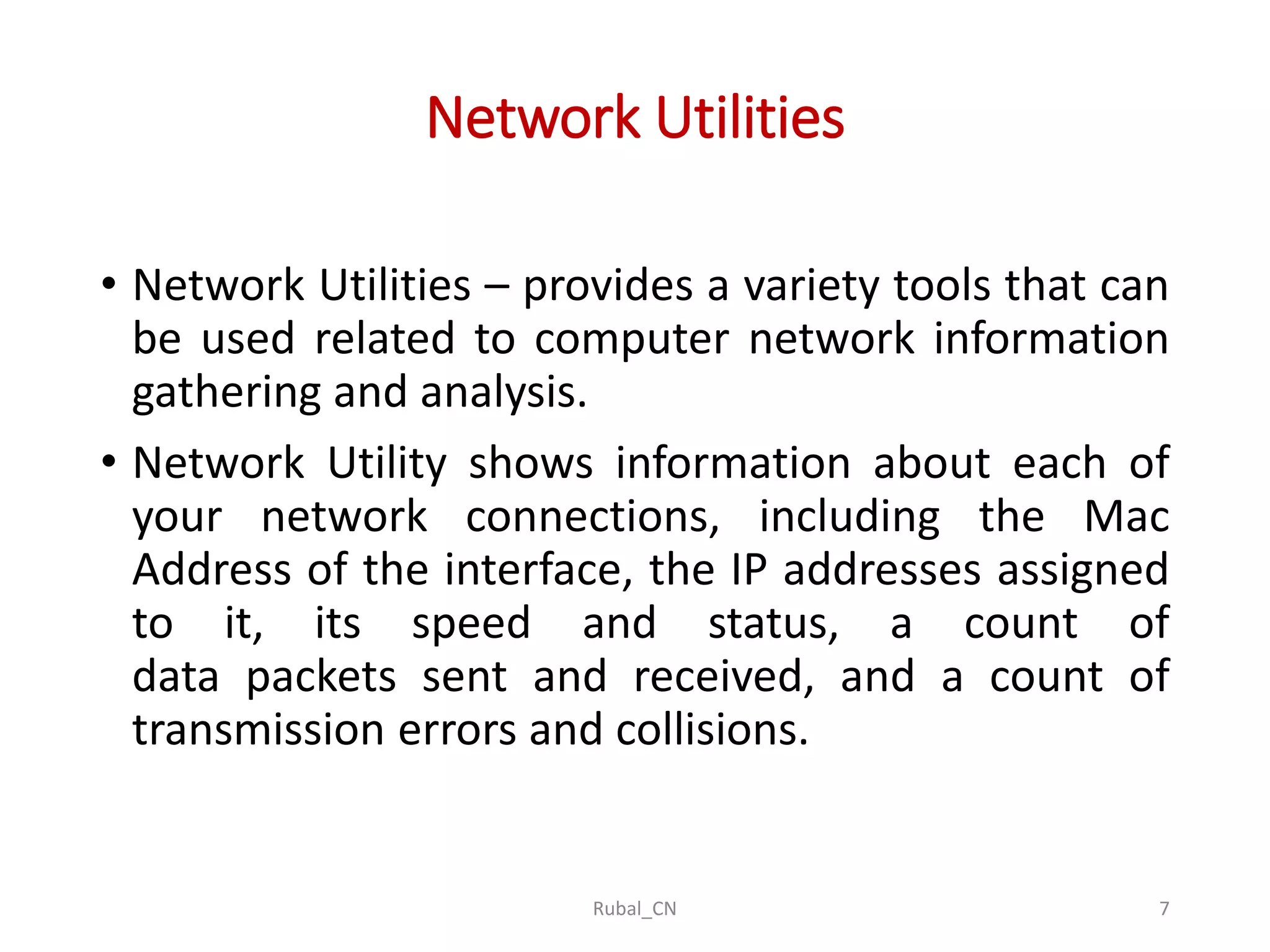 Troubleshooting Network and Network Utilities | PPTX