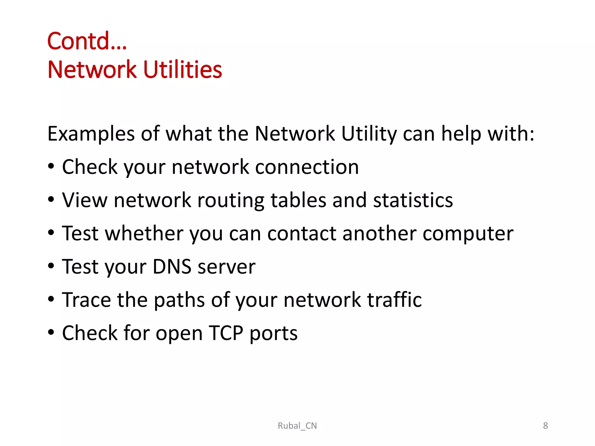 Troubleshooting Network and Network Utilities | PPTX