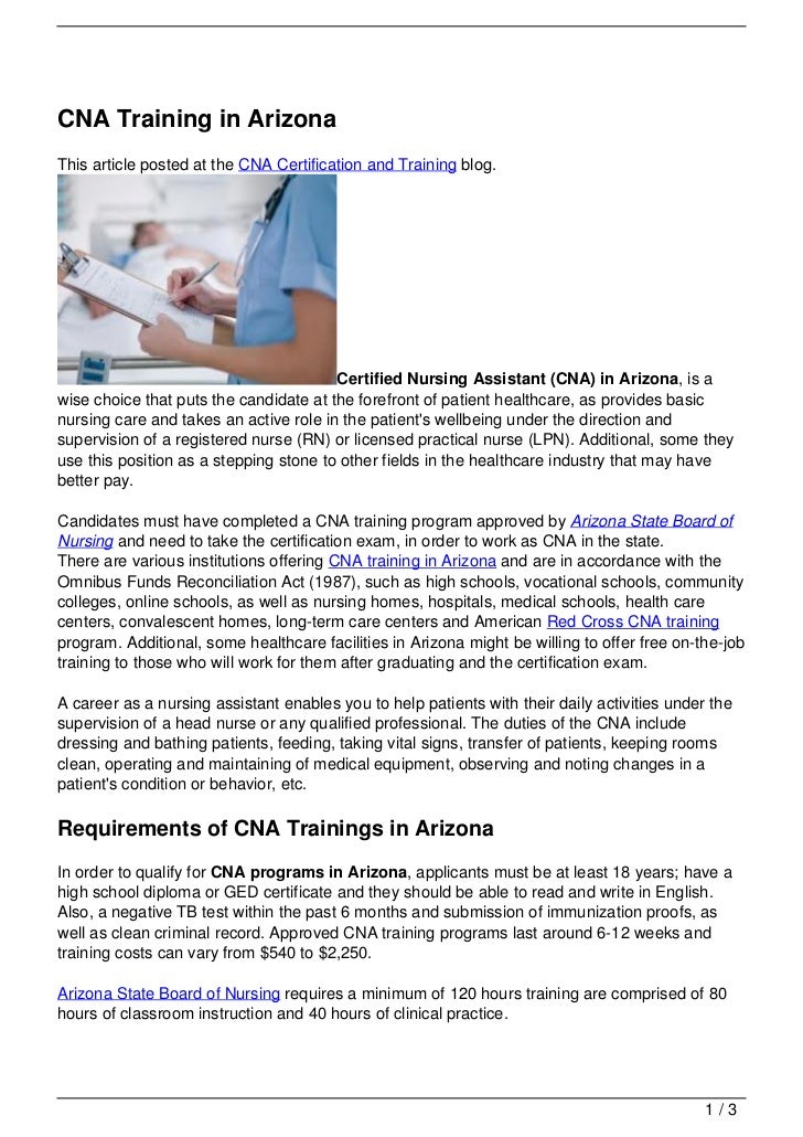 CNA Training in Arizona
