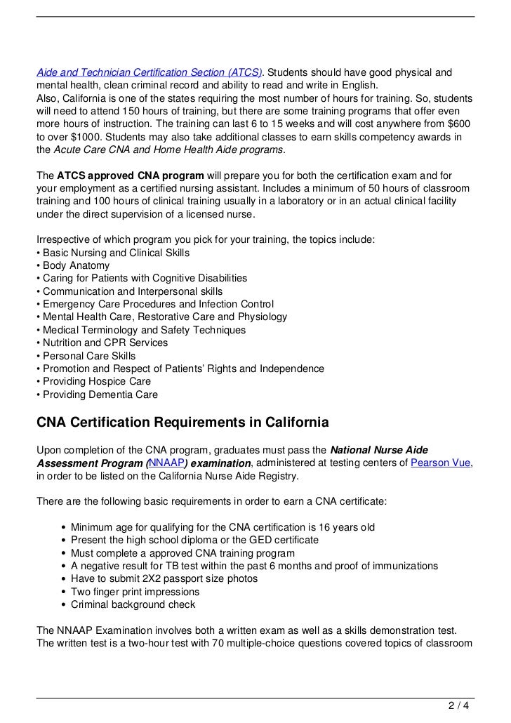 CNA Training in California