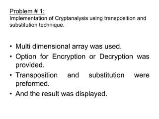 CNA 537 Project Substitution Technique for Cryptanalysis | PPT