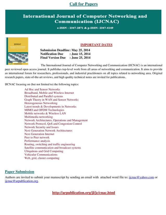 International Journal of Computer Networking and Communication (IJCNAC ...
