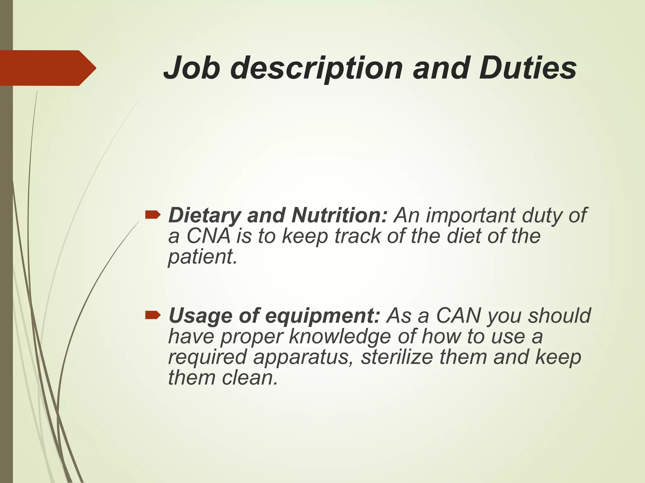 Certified Nursing Assistant (CNA) job discription & duties | PPTX