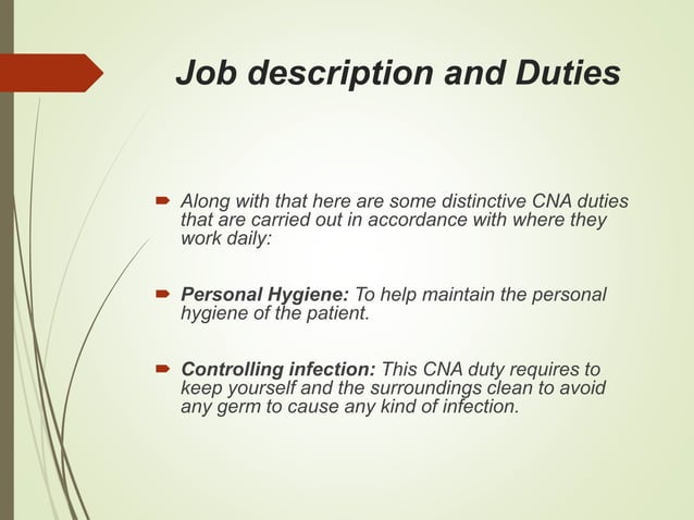 Certified Nursing Assistant (CNA) job discription & duties | PPT