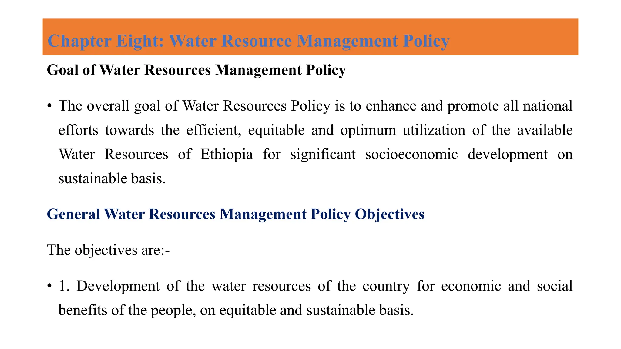 Water Resource Management Policy Water Resources | PPTX