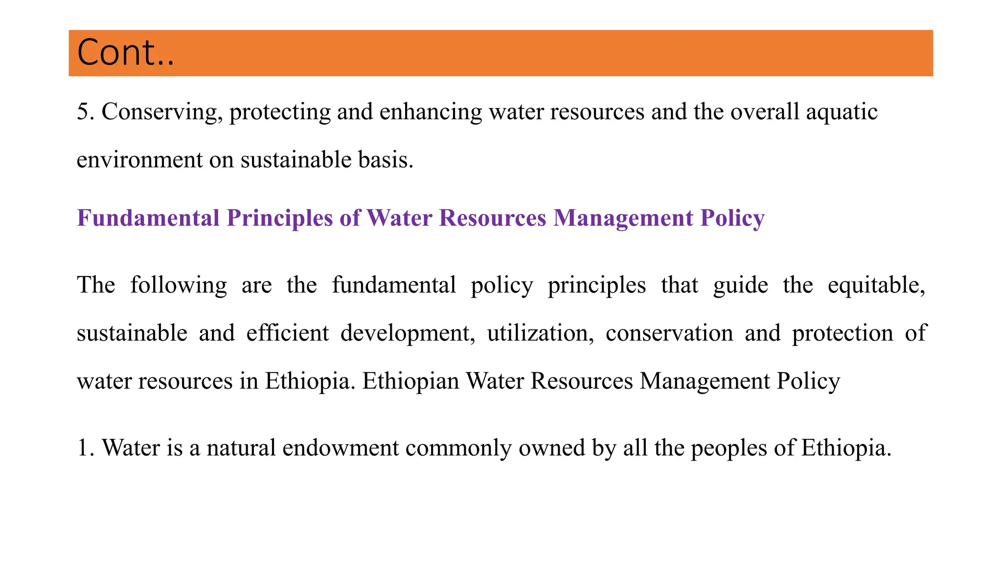 Water Resource Management Policy Water Resources | PPTX