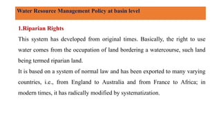 Water Resource Management Policy Water Resources | PPTX