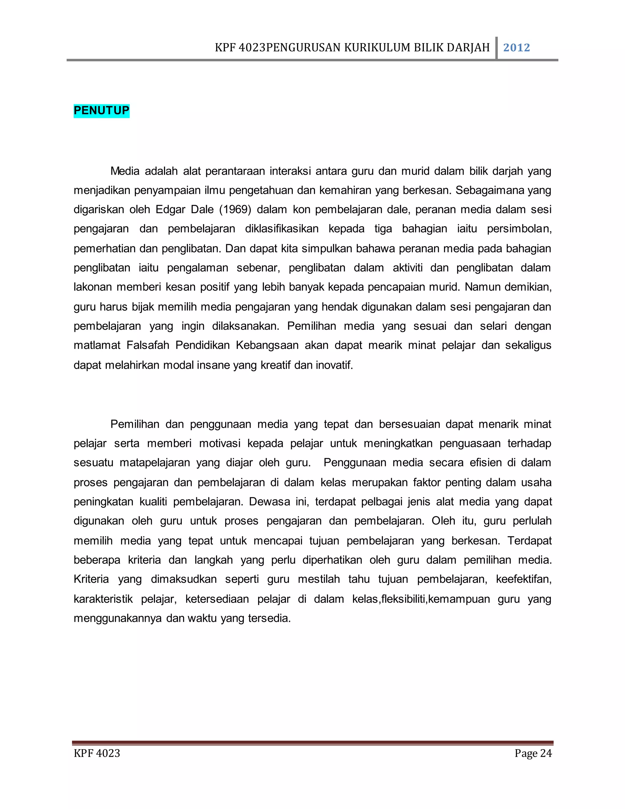 MEDIA PENGAJARAN DALAM P&P | DOCX