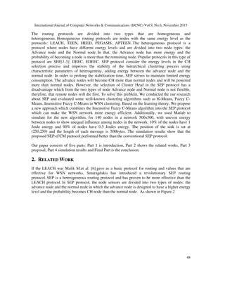 A PROPOSAL TO IMPROVE SEP ROUTING PROTOCOL USING INSENSITIVE FUZZY C-MEANS IN WIRELESS SENSOR ...