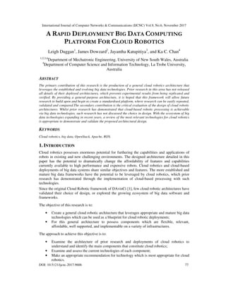 A RAPID DEPLOYMENT BIG DATA COMPUTING PLATFORM FOR CLOUD ROBOTICS | PDF | Cloud Computing | Internet