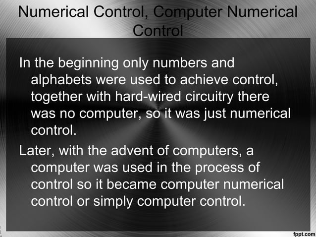 COMPUTER NUMERIC CONTROL | PPT | Radio Control | Hobbies & Interests