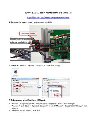 CNC3DS Hướng dẫn cài đặt phần mềm máy cnc mini | PDF