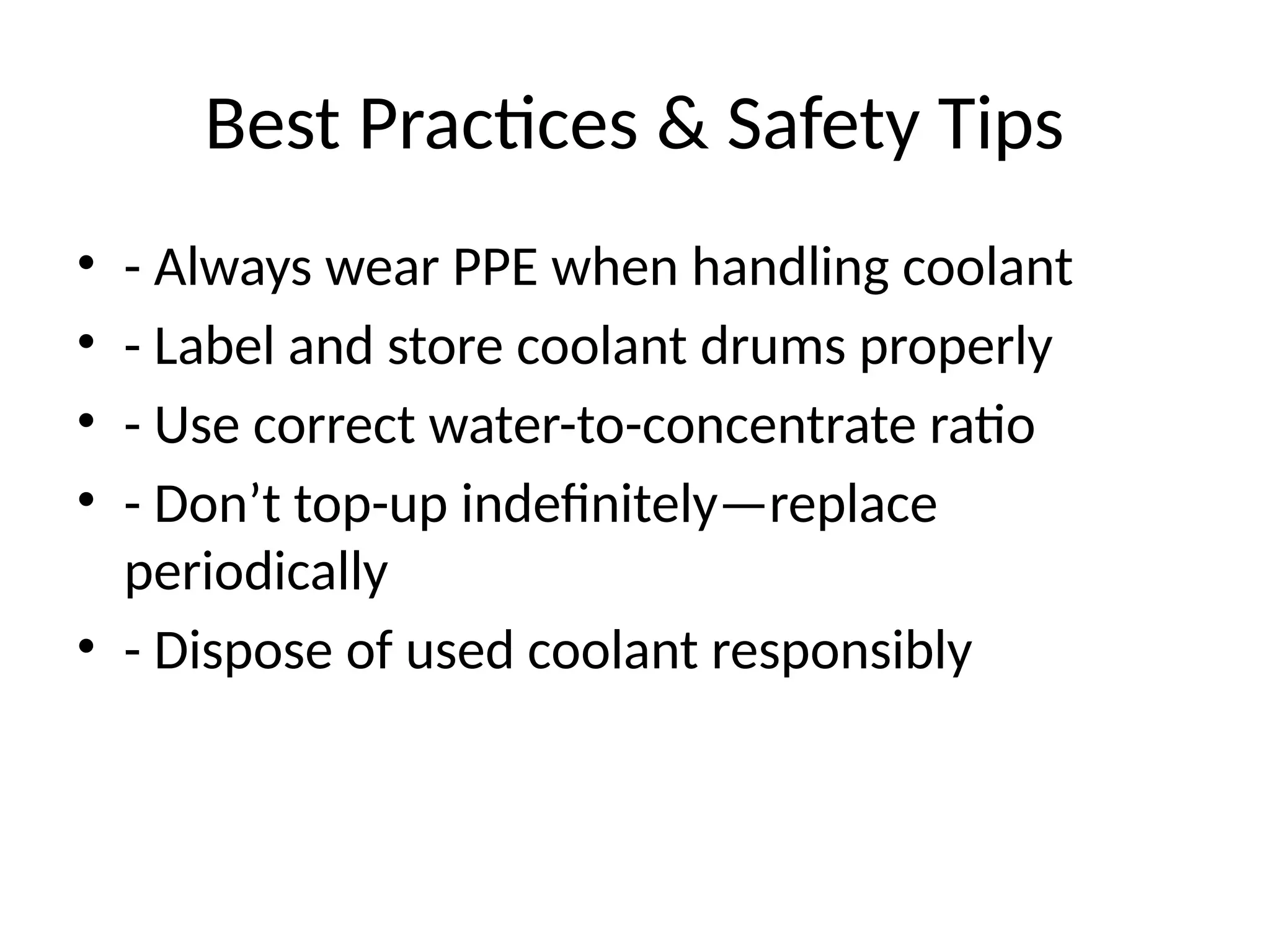 Cnc Coolant Maintenance Work Presentation Pptx