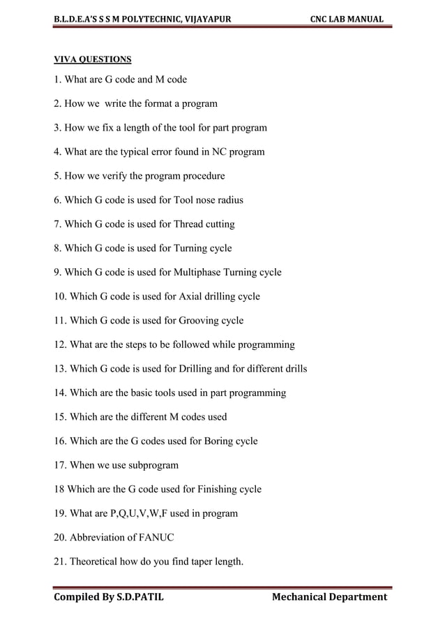 Cnc lab manual | PDF | Radio Control | Hobbies & Interests