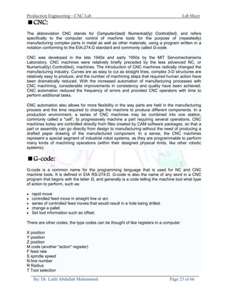 Cnc lab sheet | PDF