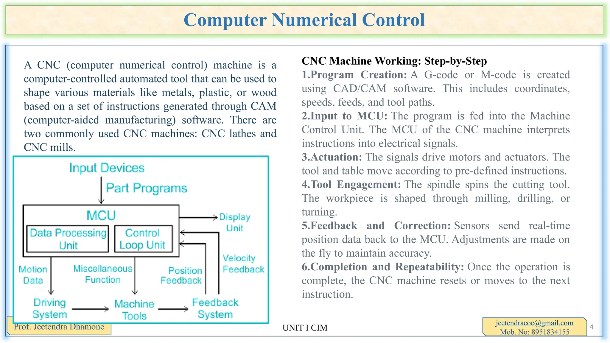 Introduction to CNC (Computer Numerical Control) Machine | PPTX