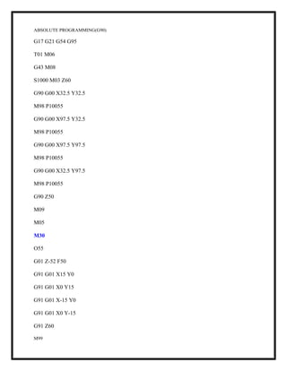 Cnc milling programs | PDF