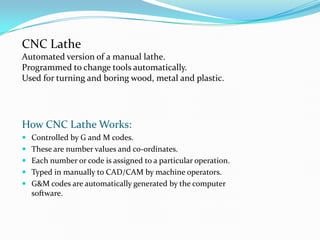 Cncpresentation CNC lathe machine | PDF