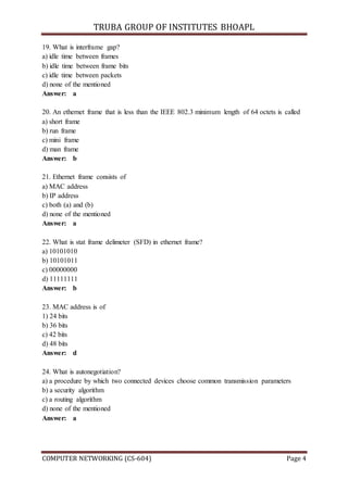 Cn (cs 604) objective question | DOCX