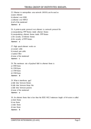 Cn (cs 604) objective question | DOCX