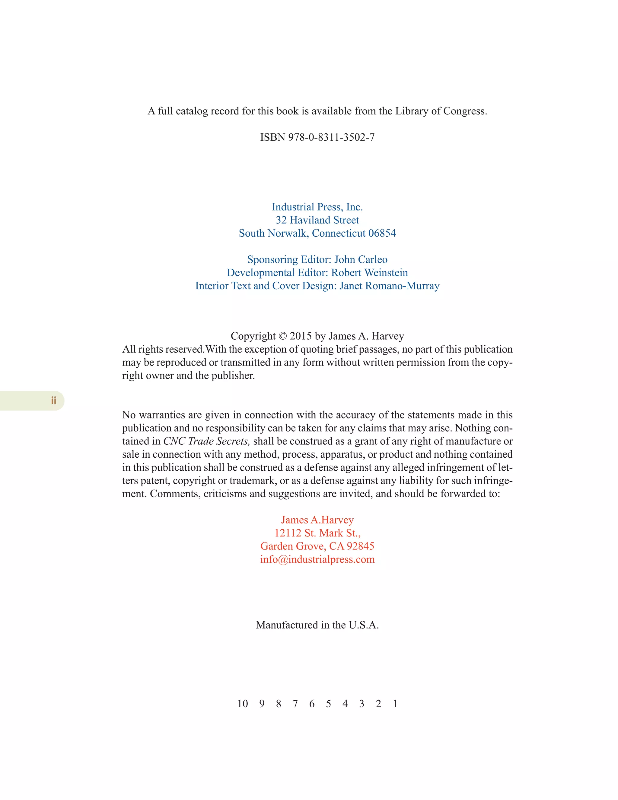 CNC trade secrets a guide to CNC machine shop practices (Harvey, James ...