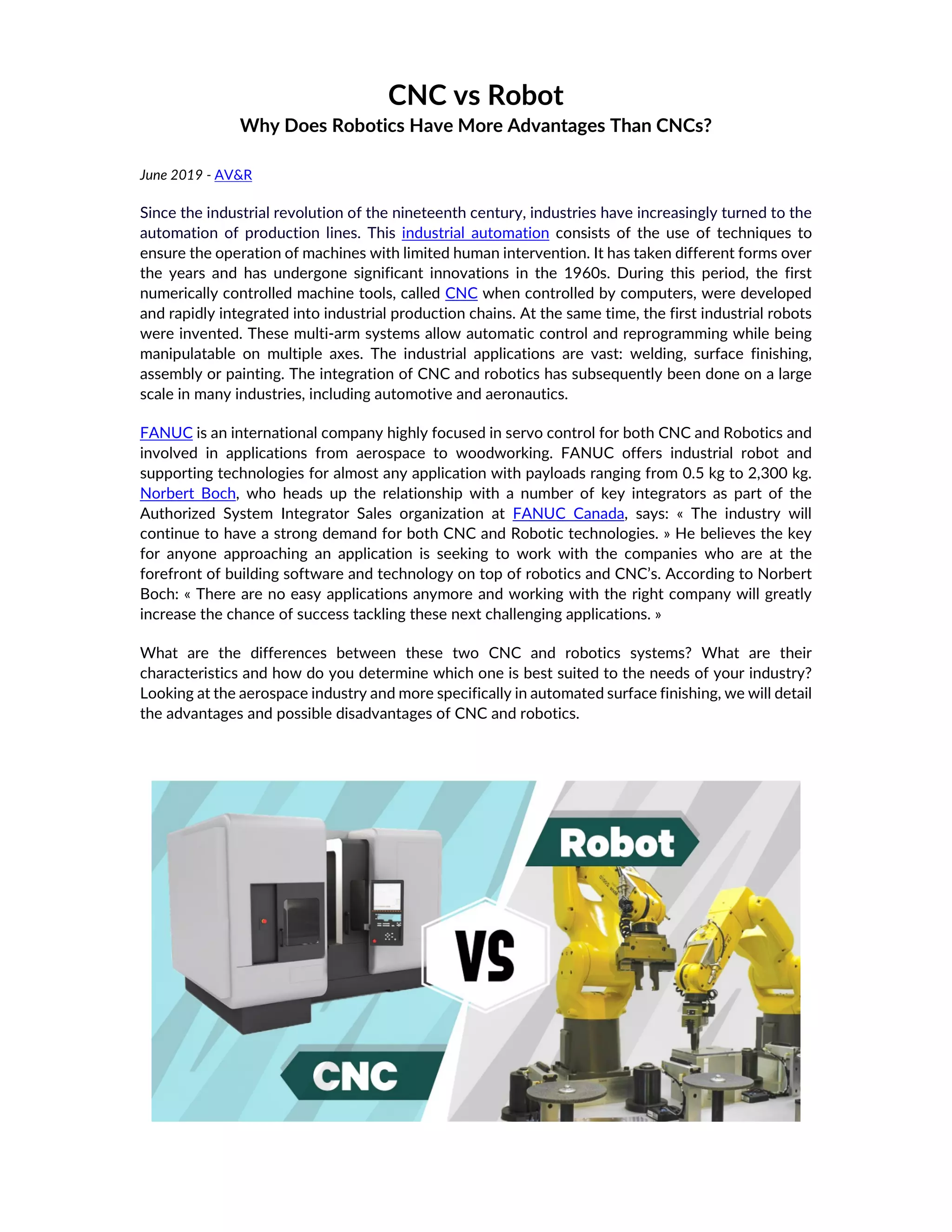 CNC vs Robot | PDF