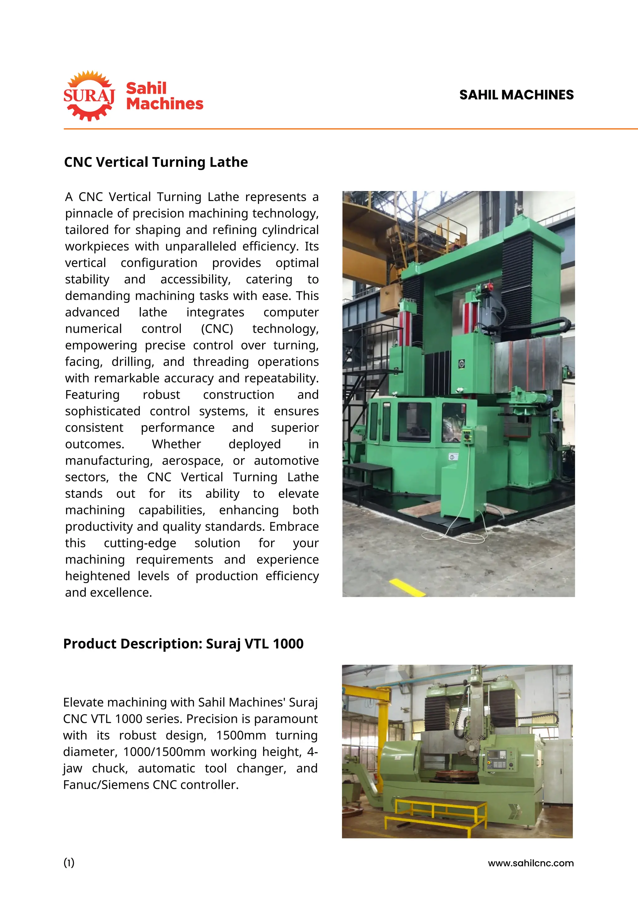 Precision Redefined: Sahil Machines’ Suraj CNC Vertical Turning Lathe ...