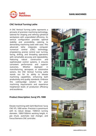 Precision Redefined: Sahil Machines’ Suraj CNC Vertical Turning Lathe ...