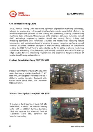 Unveiling CNC Vertical Turning Lathe Excellence: Suraj CNC VTL Series ...