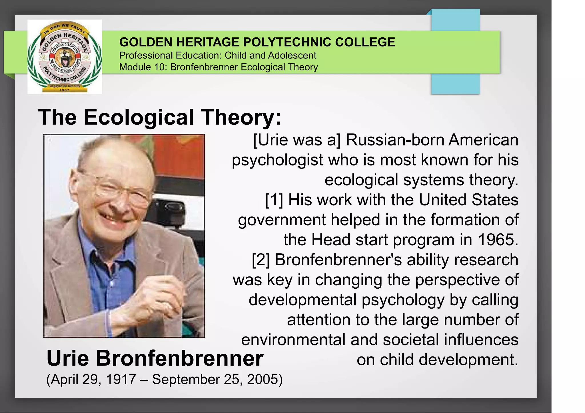Brofenbrenner Bio/Ecological Theory (02 K12_HOTS Full) | PDF