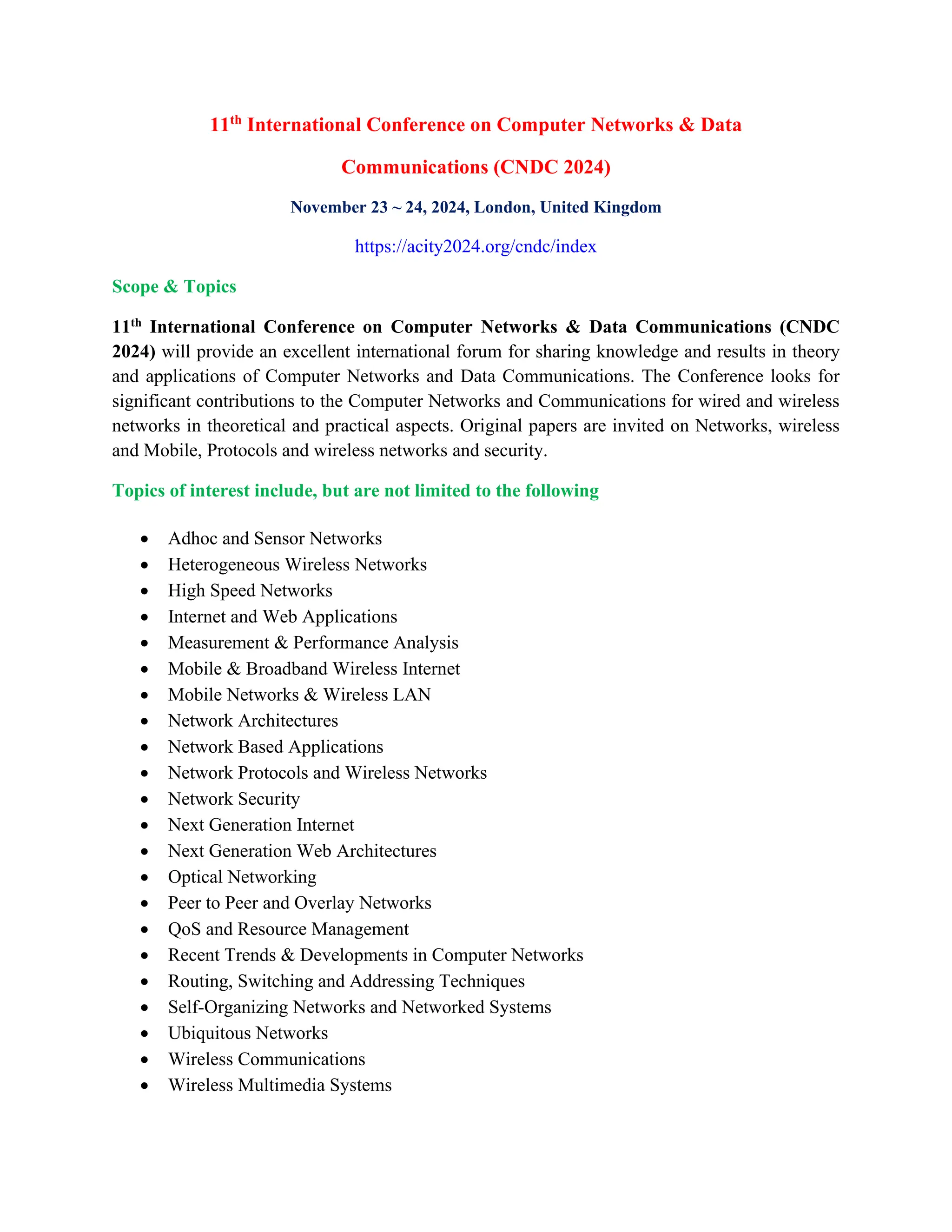 11th International Conference on Computer Networks & Data Communications (CNDC 2024) | PDF