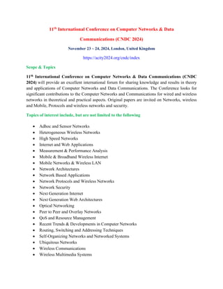 11th International Conference on Computer Networks & Data Communications (CNDC 2024) | PDF