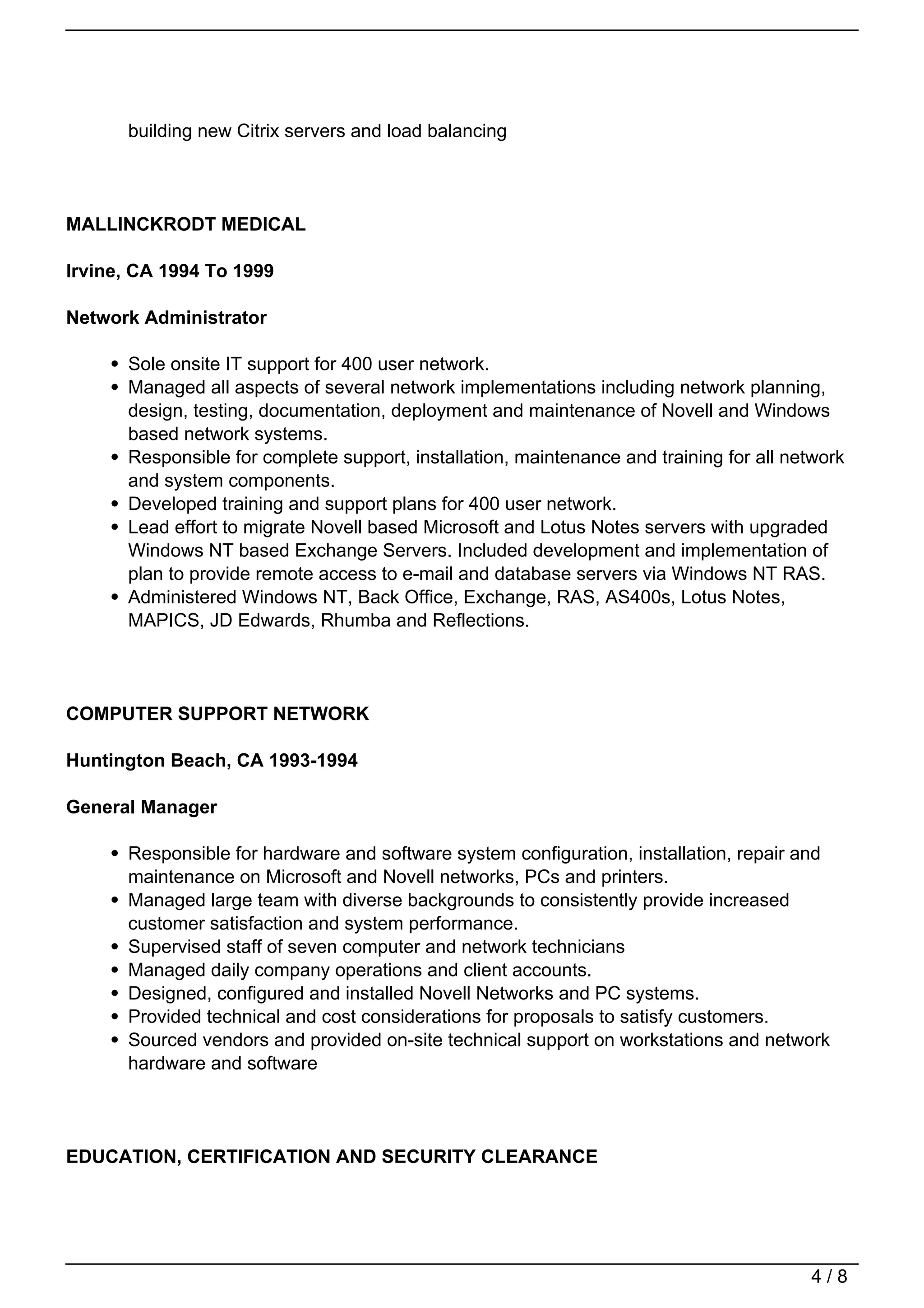 CNE Resume | PDF
