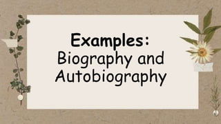 CNF-L3-W3-Biography-and-Autobiography.pptx | Biographies | Genres