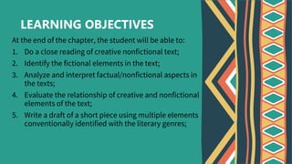 Creative Nonfiction - LESSON 5: Elements of Nonfiction | PDF