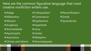 Creative Nonfiction - LESSON 5: Figurative Language | PDF
