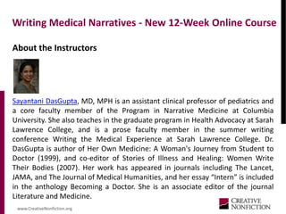 Creative Nonfiction - Writing Medical Narratives - 12-week Online ...