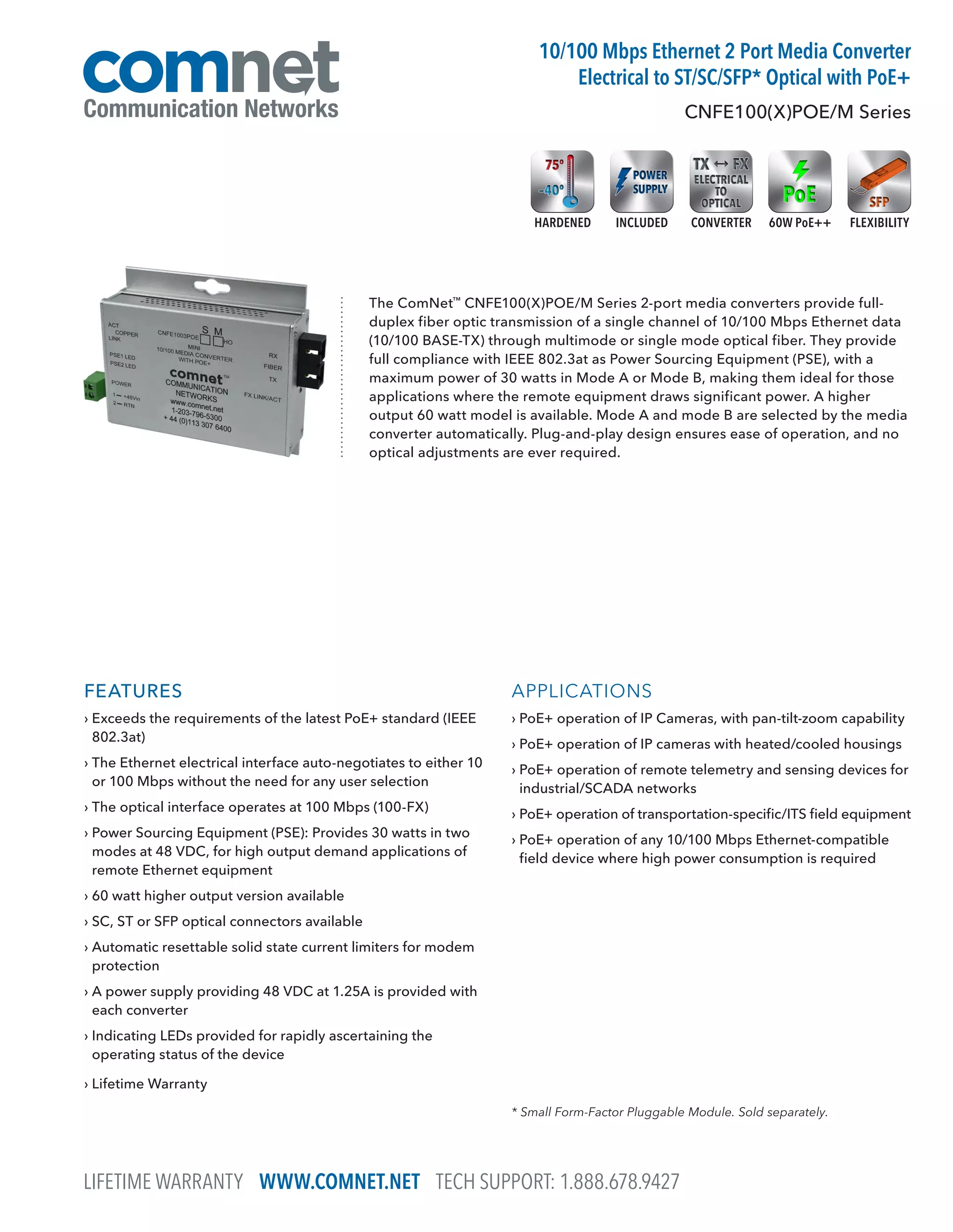 ComNet CNFE1003POEMM Data Sheet | PDF