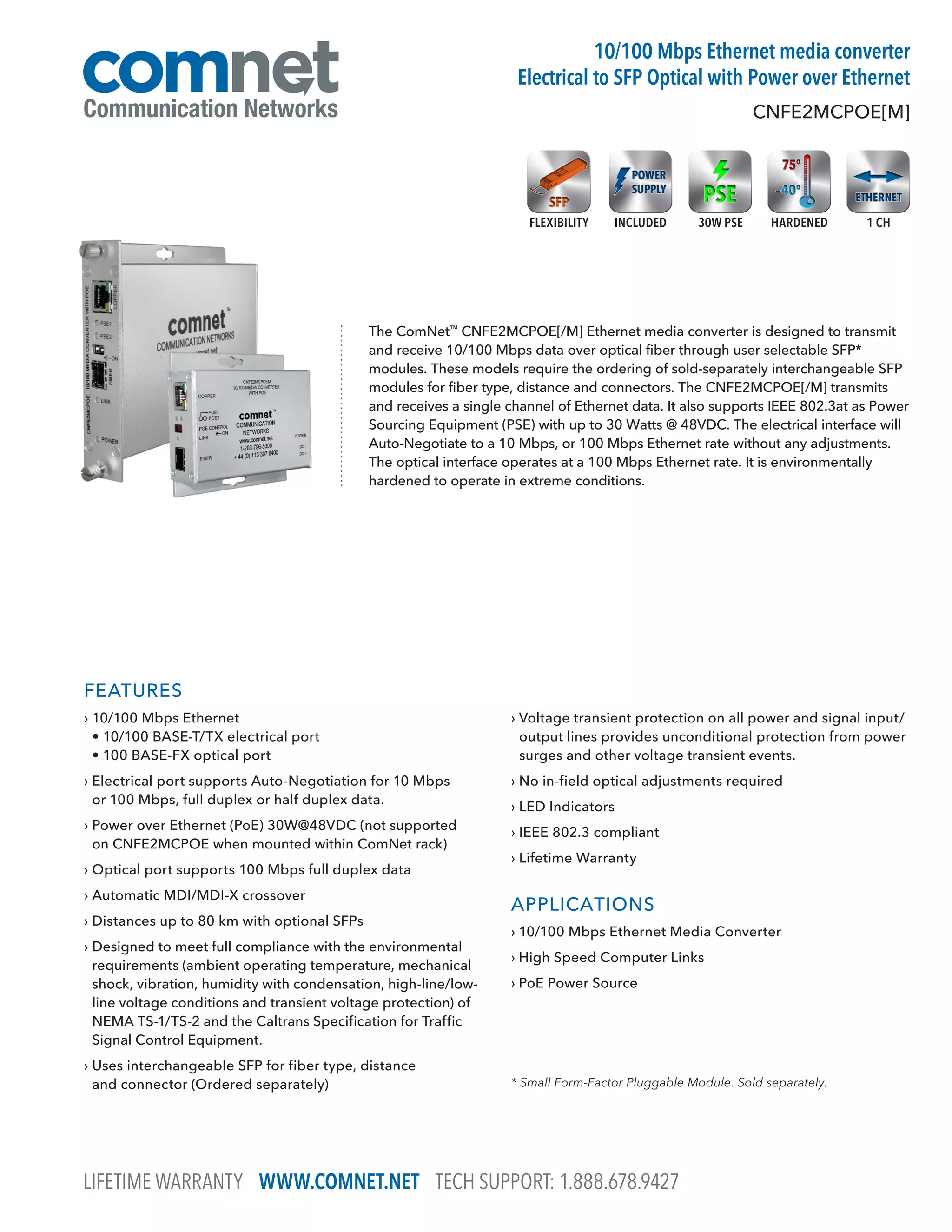 ComNet CNFE2MCPOEM Data Sheet | PDF