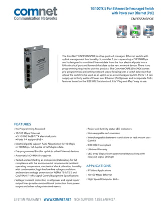 ComNet CNFE5SMSPOE Data Sheet | PDF