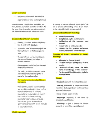 Creative non fiction lesson script and hand outs | PDF