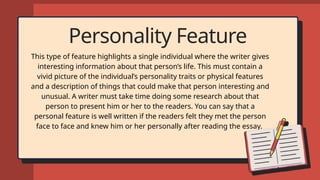 Definition of Feature Story and its types | PPTX