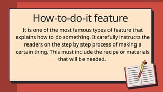 Definition of Feature Story and its types | PPTX