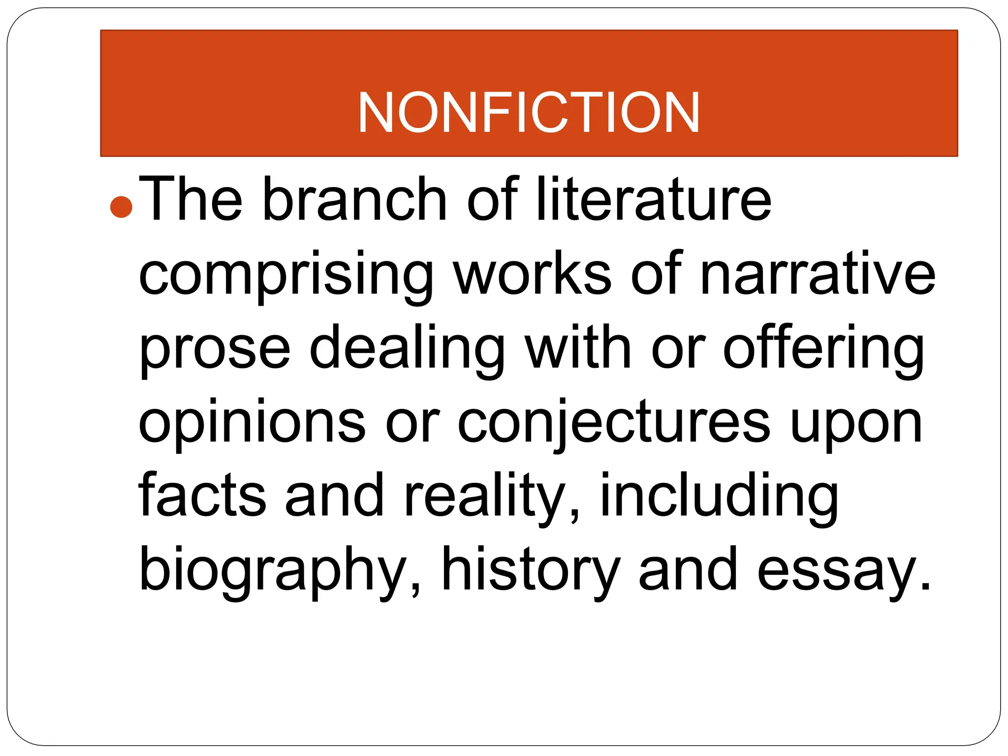 Creative Nonfiction Lesson 1- Literary Genres | PPTX