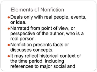 Creative Nonfiction Lesson 1- Literary Genres | PPTX